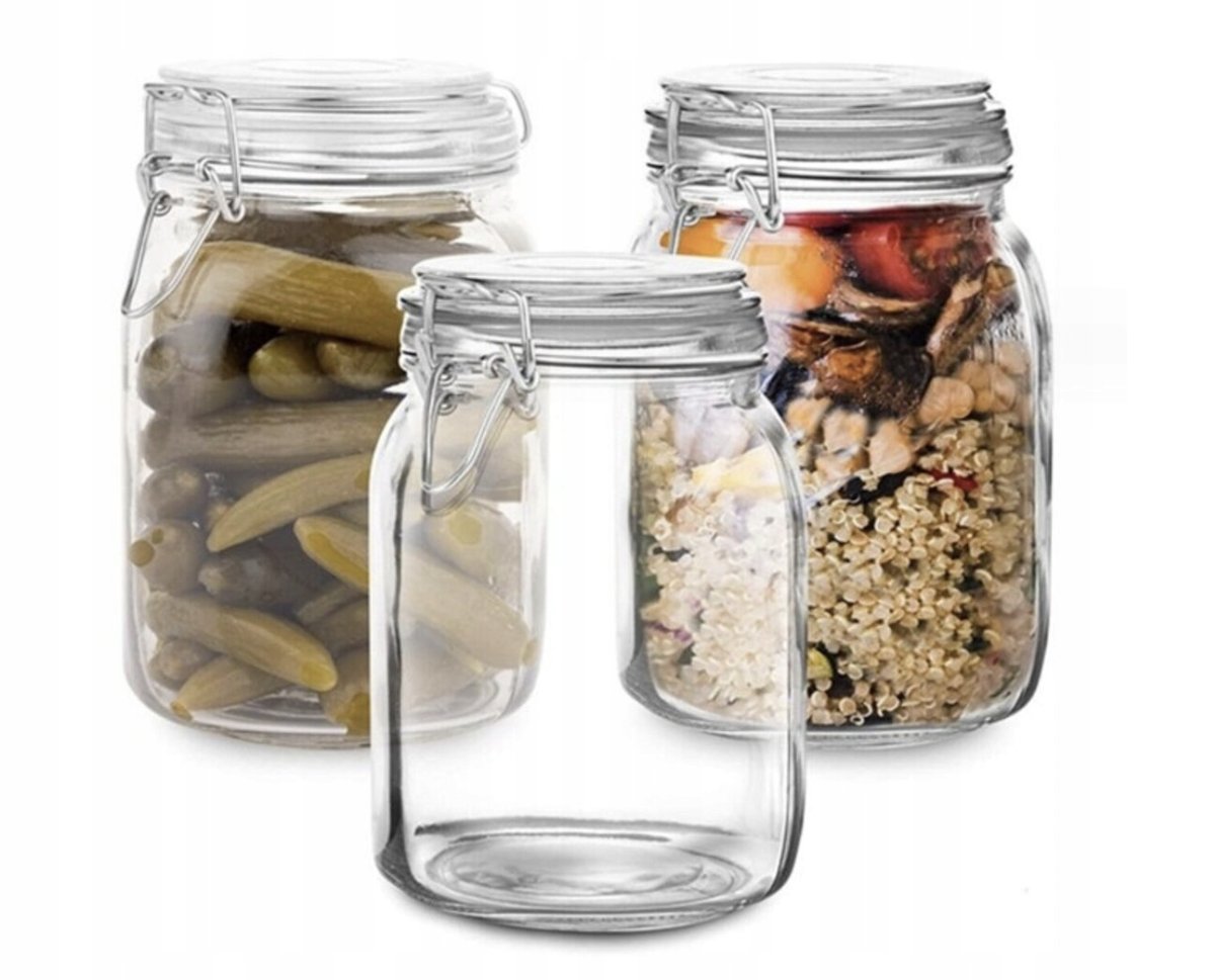 SŁOIK szklany hermetyczny z kapslem POJEMNIK kuchenny szklany 950ML 3 szt - SIA HOME | Sklep ...