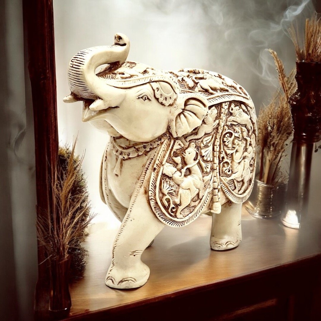 Słoń Figurka Rzeźba Słonik z Kamienia Indie Dekoracja Prezent Szczęście ...