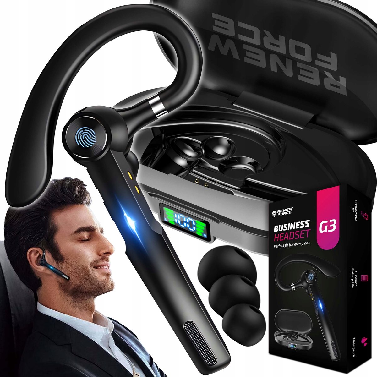 Słuchawka Bluetooth Dla Kierowcy Do Telefonu Rozmów Bezprzewodowa Zestaw - Renew Force | Sklep ...