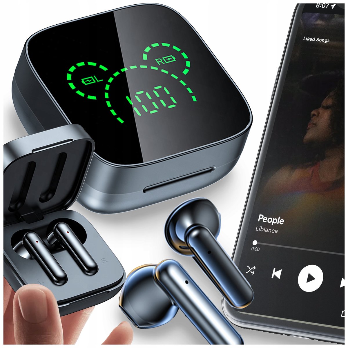 SŁUCHAWKI BEZPRZEWODOWE BLUETOOTH DOKANAŁOWE CZARNE BUDS TWS MIKROFON - Inna marka | Sklep EMPIK.COM