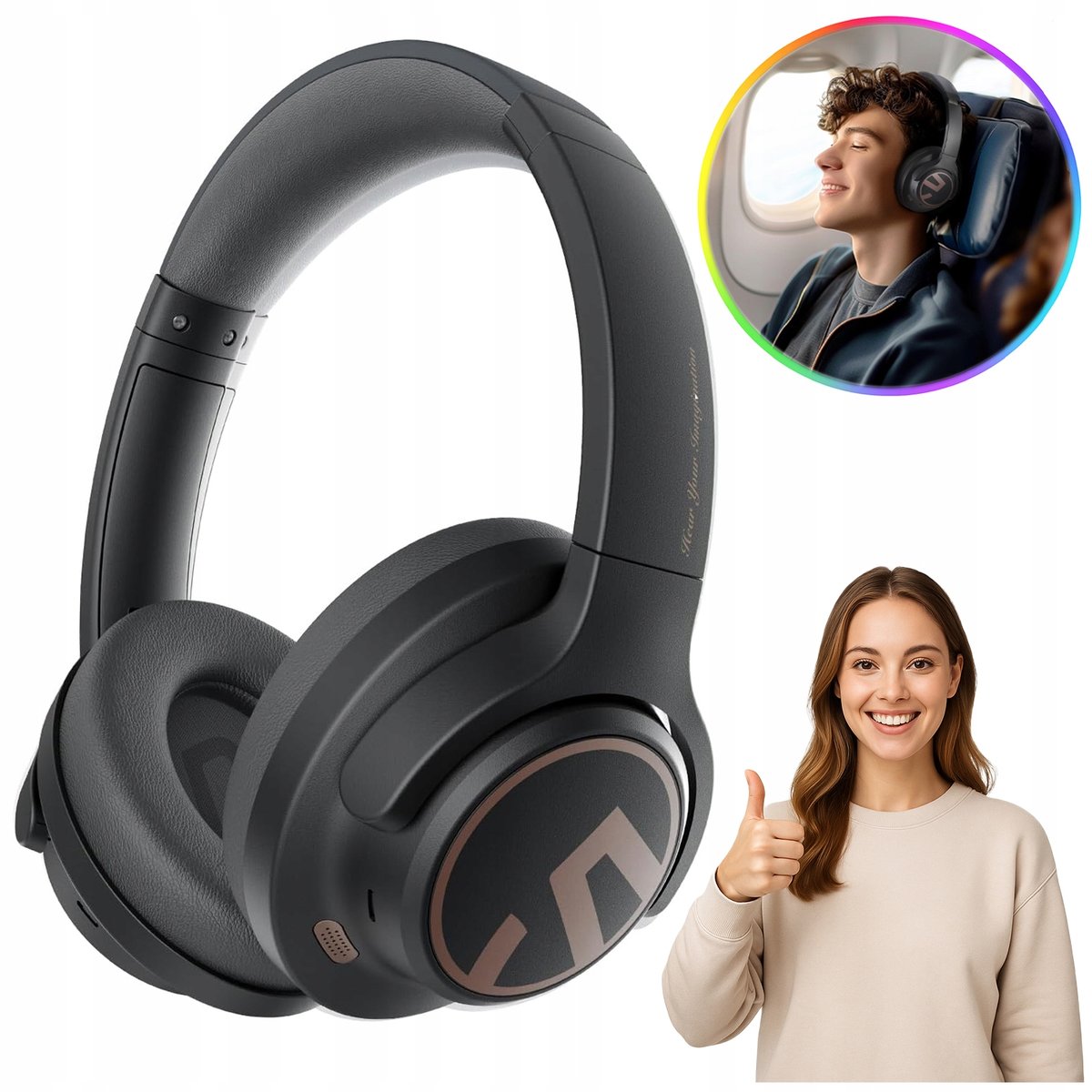 Słuchawki Bezprzewodowe Bluetooth SoundPEATS Space Bluetooth 5.3 z ANC ...