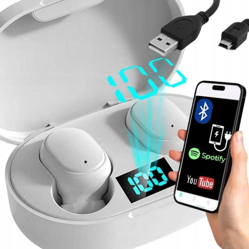 SŁUCHAWKI BEZPRZEWODOWE BLUETOOTH Z MIKROFONEM DOUSZNE SPORTOWE TWS ...