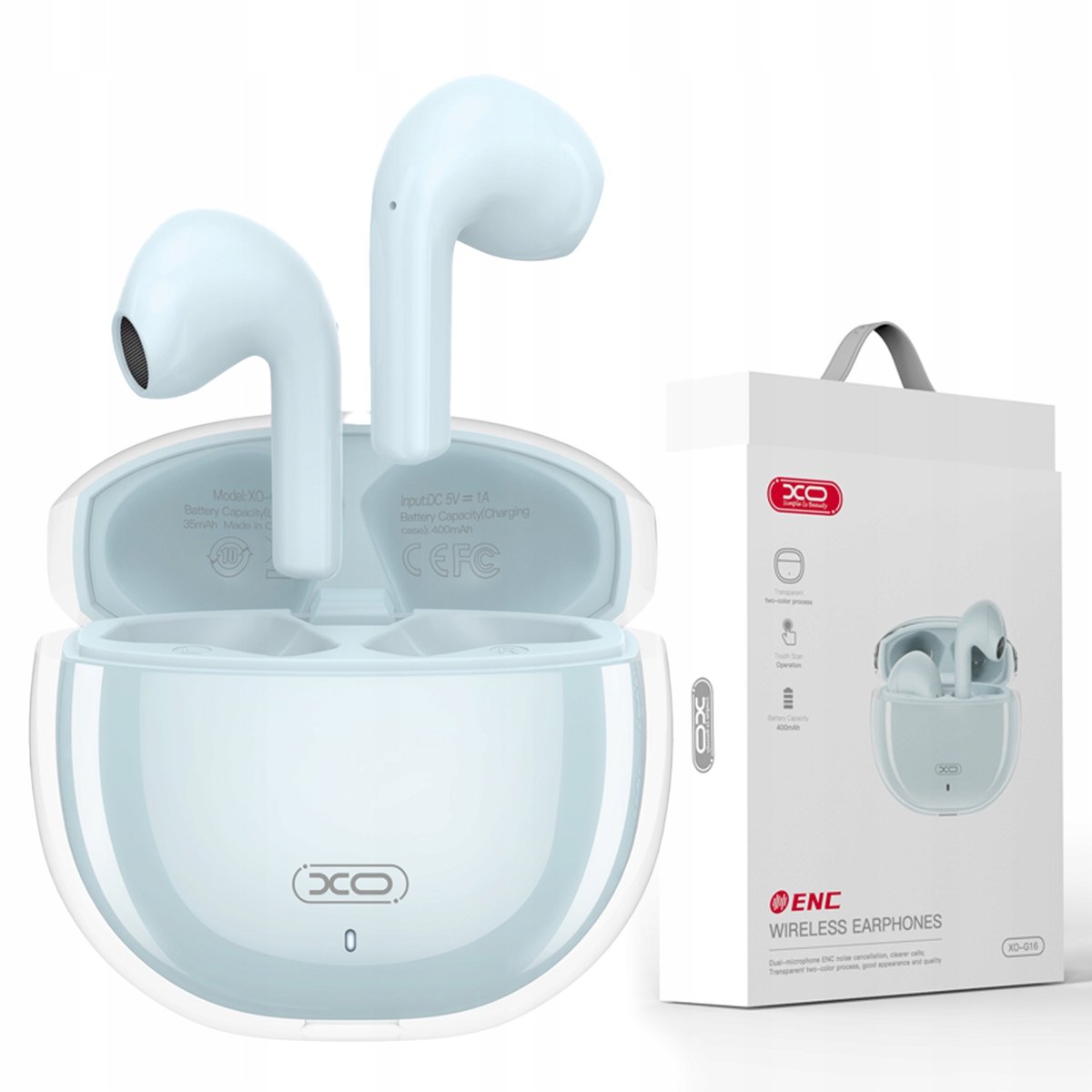 Słuchawki bezprzewodowe douszne Bluetooth 5.3 transparentne etui - XO | Sklep EMPIK.COM