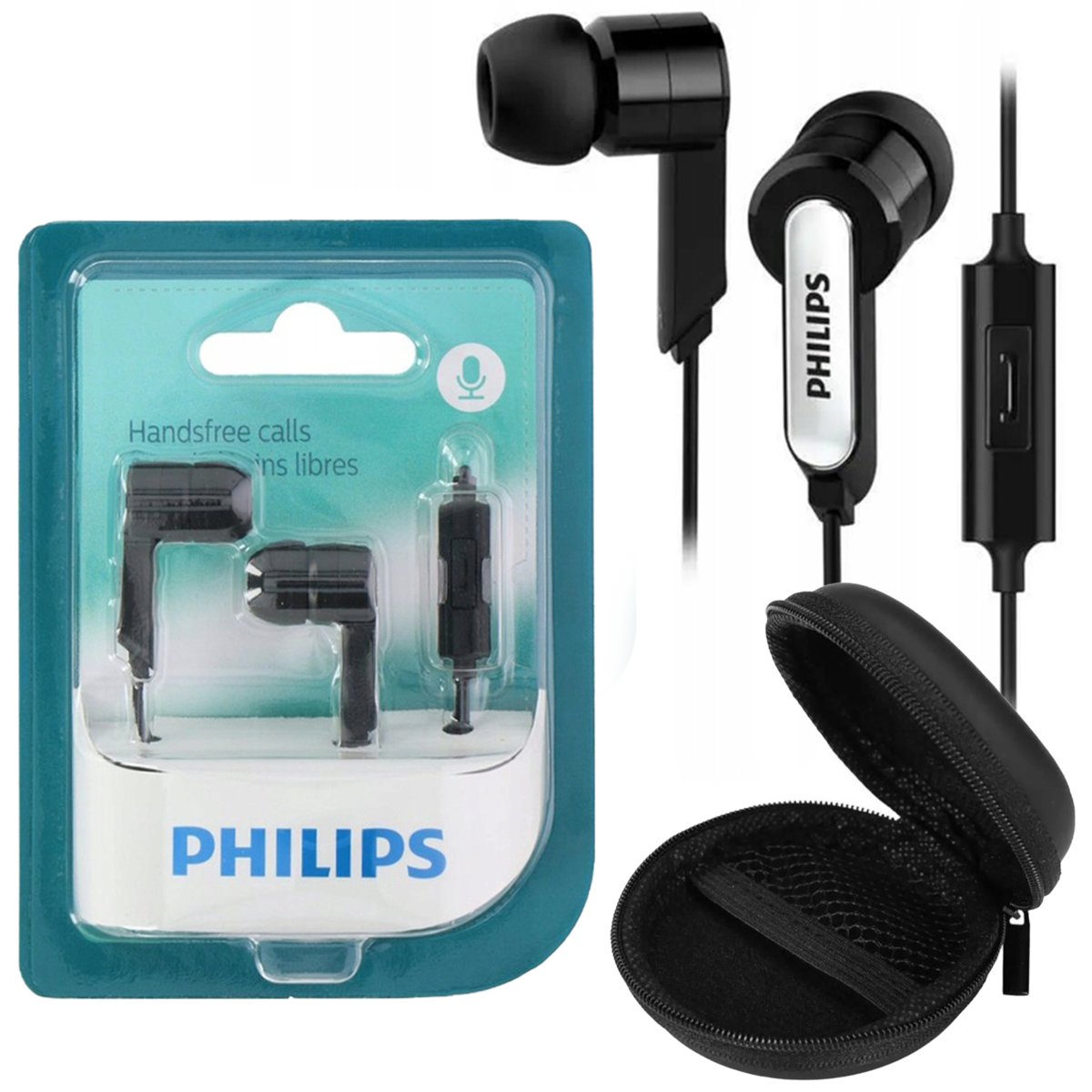 Słuchawki Philips SHE1405BK/10 + Etui na słuchawki przewodowe czarne ...
