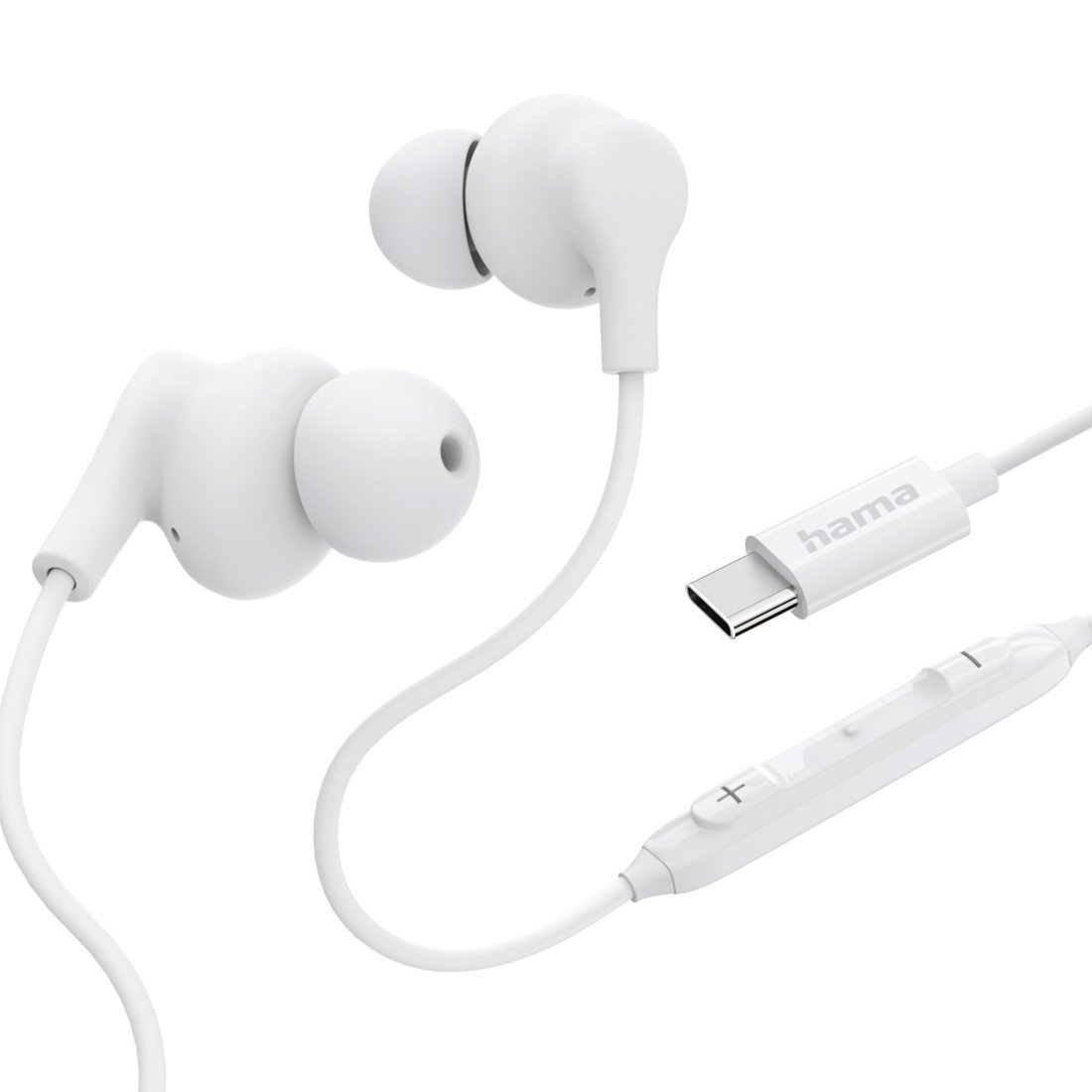 Słuchawki przewodowe douszne Hama Curly z mikrofonem USB-C białe - Hama ...