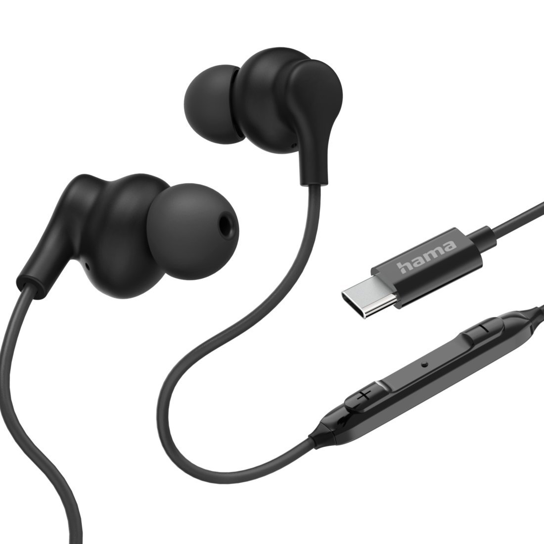 Słuchawki przewodowe douszne Hama Curly z mikrofonem USB-C czarne ...