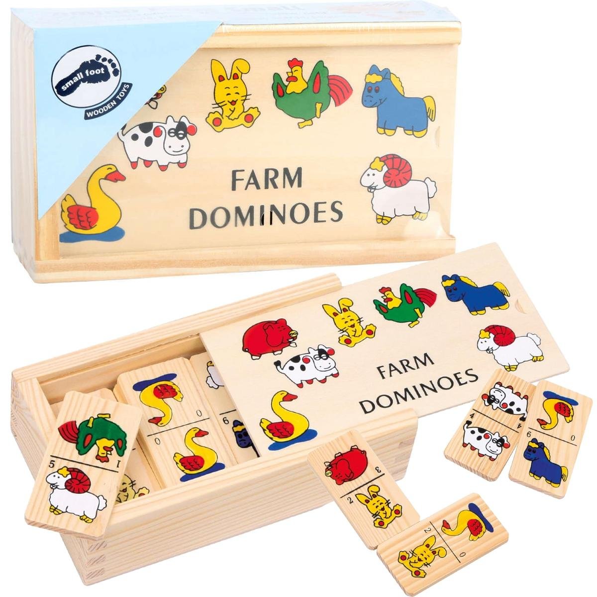 Small Foot Drewniane gra domino w skrzynce - farma wieś zwierzęta, gra ...
