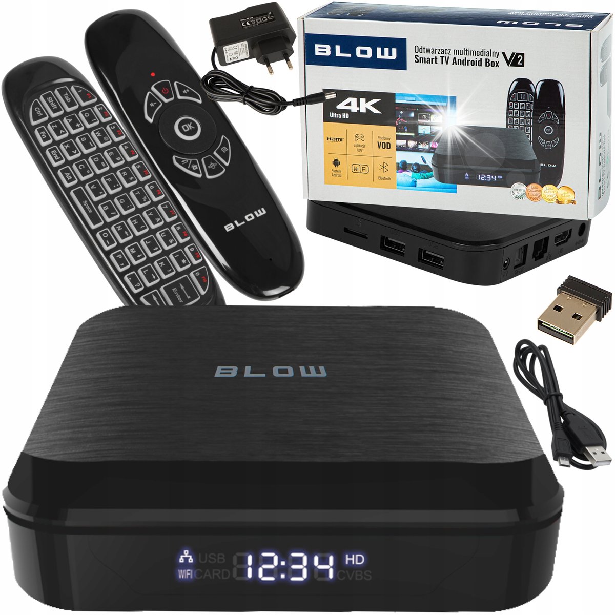 SMART BOX TV ANDROID BLUETOOTH 4K WIFI ODTWARZACZ HDMI USB PILOT ...