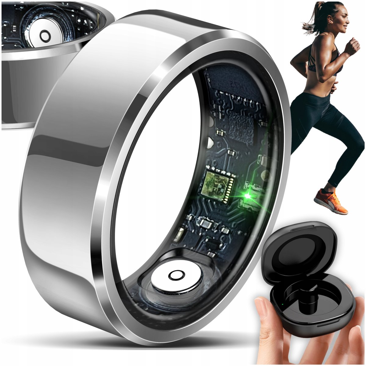 Smart Ring Inteligentny Pierścionek Tętno Stres Kroki Sen Sport ...