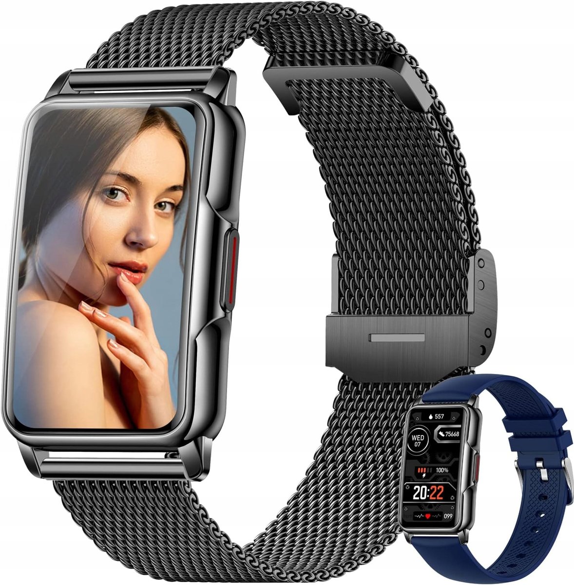 Smartwatch damski 1,47" IP67 Aktywność fizyczna SpO2 Tętno Sen czarny ...
