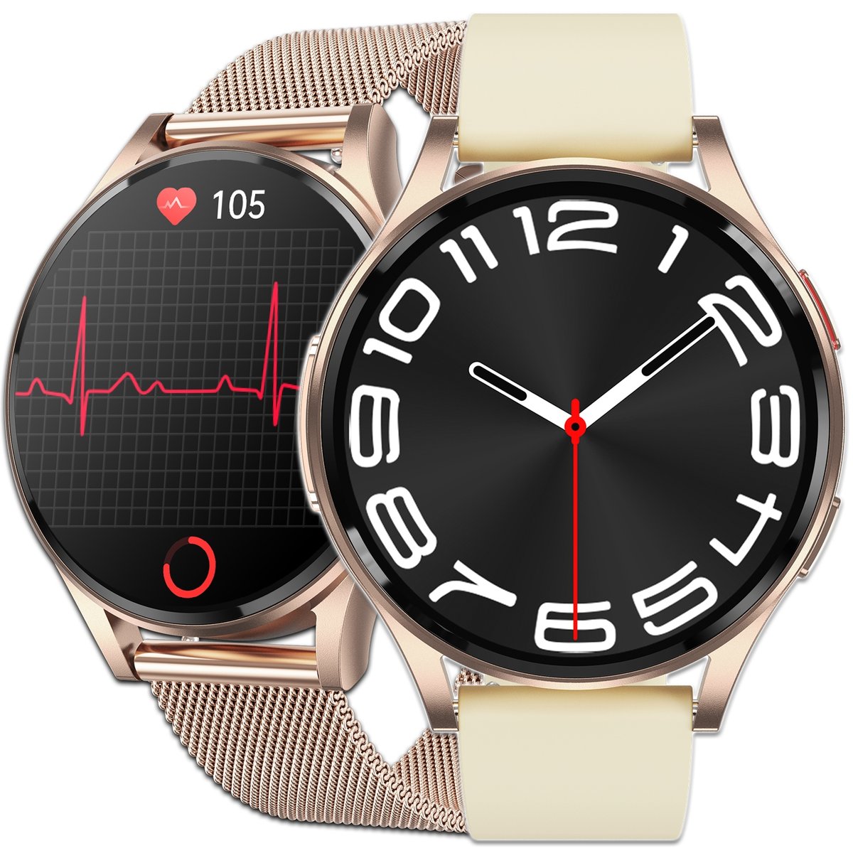 Smartwatch damski polskie menu Ekg Glukoza Ciśnienie rozmowy Amoled 2paski JG Smart - JG Smart ...