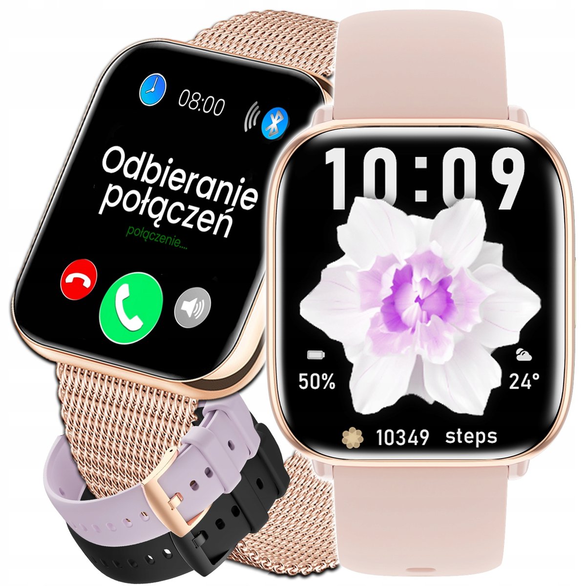 Smartwatch damski polskie menu rozmowy Puls Ciśnienie Sport Amoled 4 Paski JG Smart - JG Smart ...