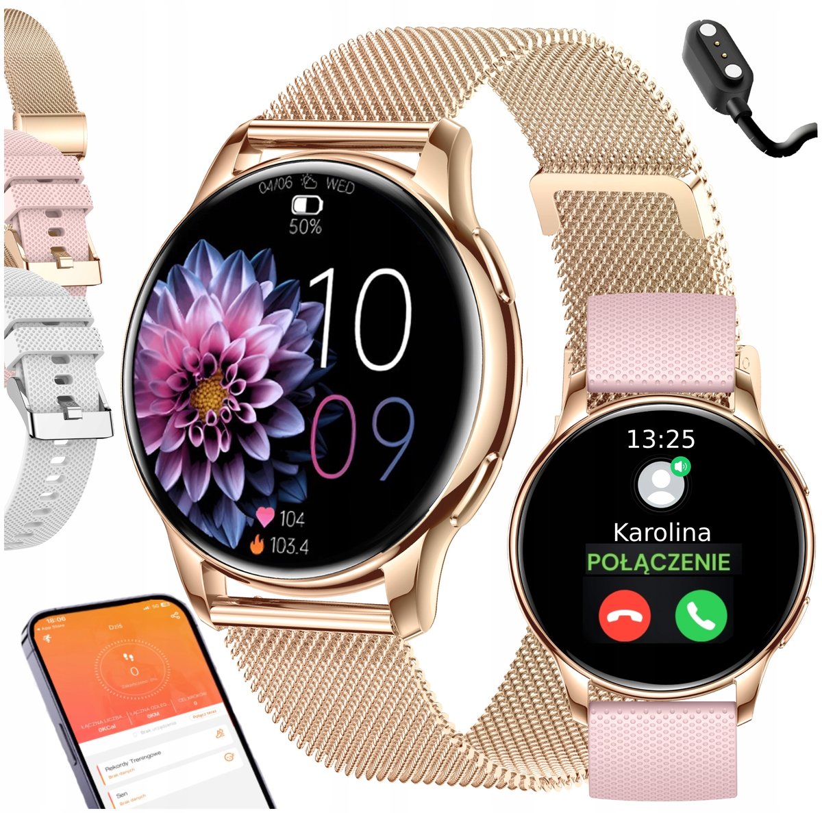 SMARTWATCH DAMSKI ZEGAREK ROZMOWY SMS CIŚNIENIE PULS SPORT MENU PL ZŁOTY - WW | Sklep EMPIK.COM