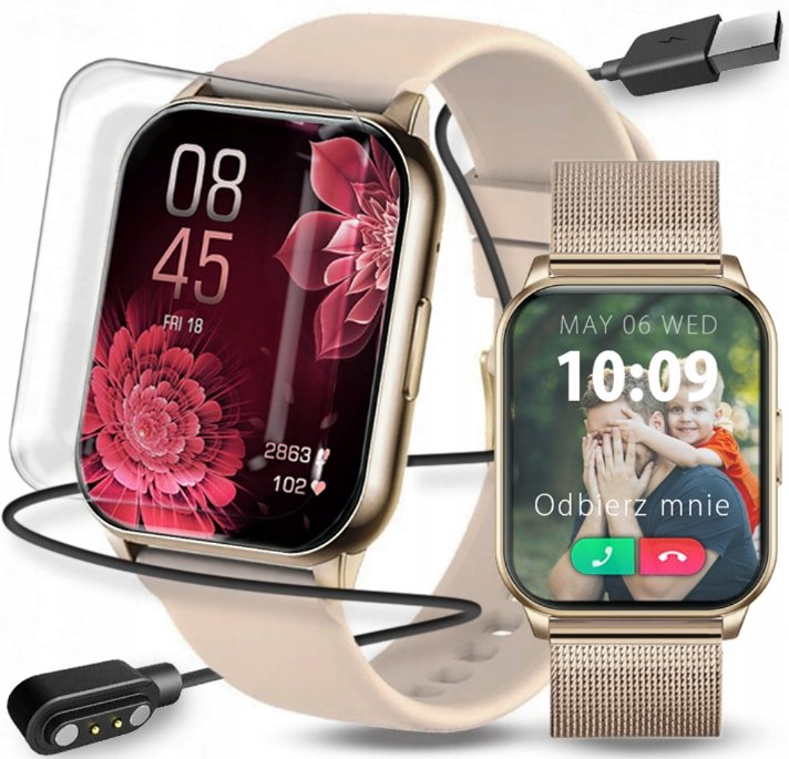 SMARTWATCH DAMSKI ZEGAREK ZŁOTY POLSKIE MENU ROZMOWY CIŚNIENIE PULS SPORT - WonderWatch | Sklep ...