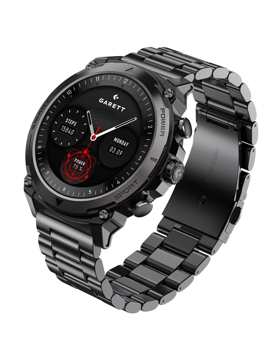 Smartwatch Garett Atom czarny stalowy - Garett | Sklep EMPIK.COM