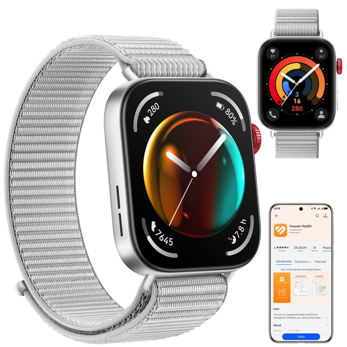 Smartwatch HUAWEI WATCH Fit 3 zegarek sportowy szary GPS analiza snu ...