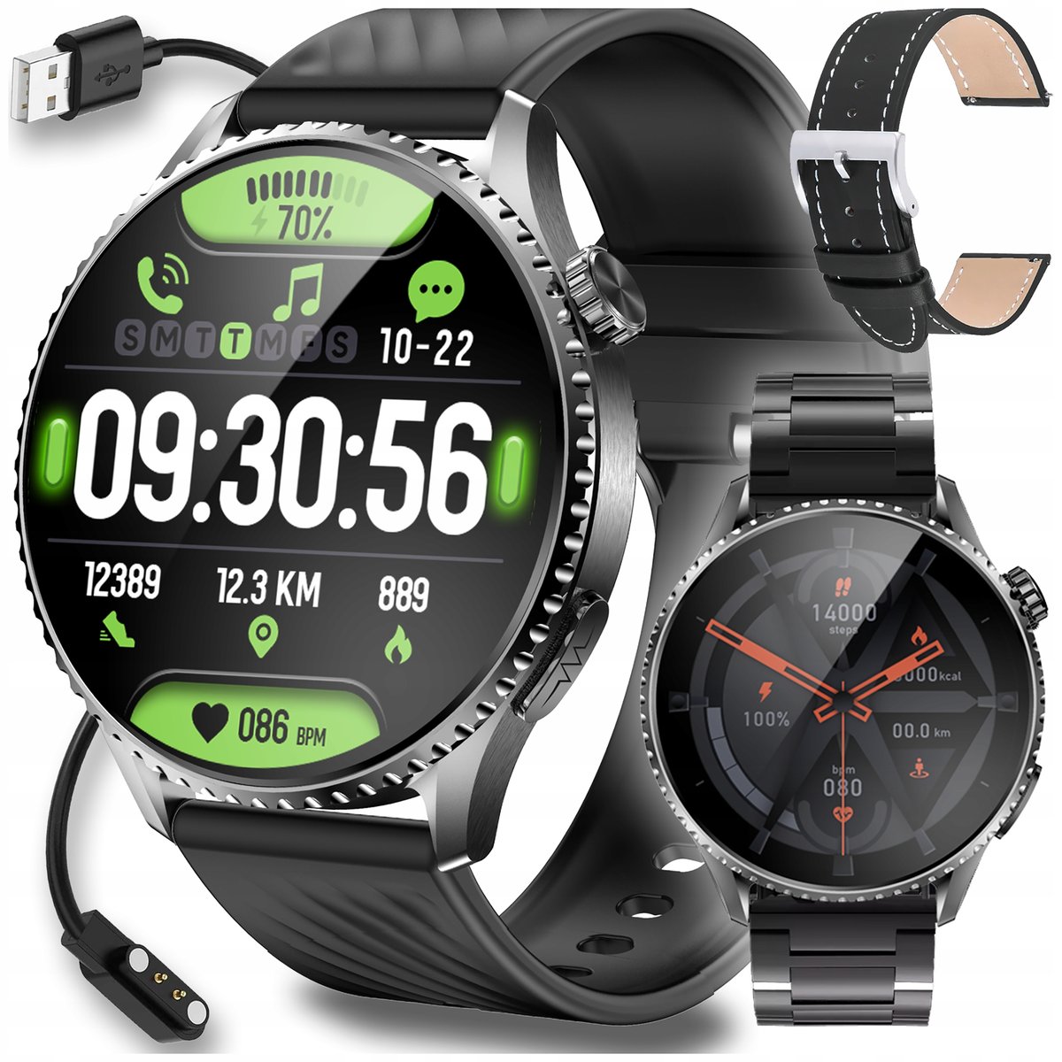 Smartwatch Męski EKG Pulsometr BMI Analiza Krwi Bluetooth Ekran ...