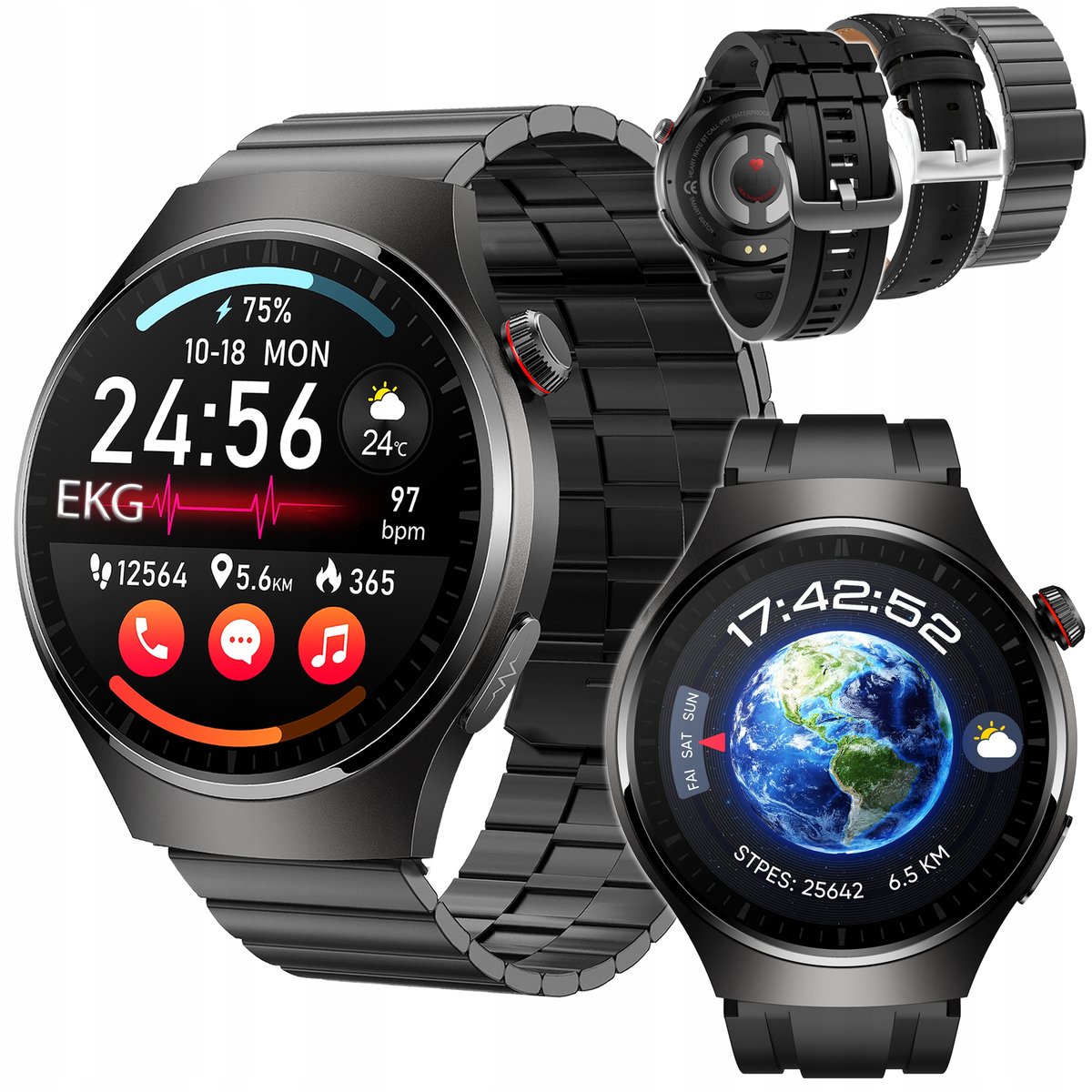 SMARTWATCH MĘSKI ZEGAREK KARDIOWATCH AMOLED ROZMOWY SMS EKG CIŚNIENIE ...
