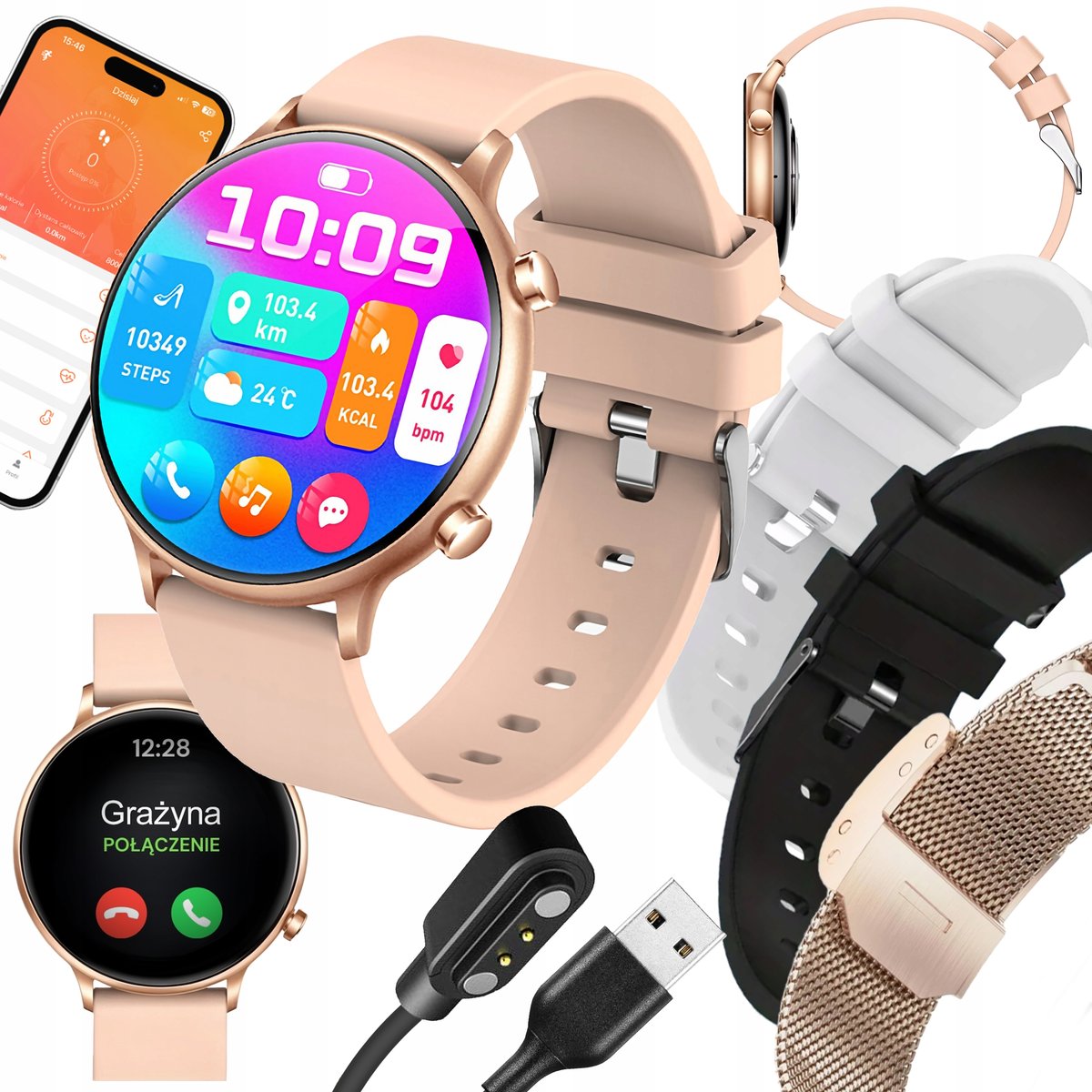 SMARTWATCH PRO DAMSKI ZEGAREK PL MENU ROZMOWY SMART WATCH WODOODPORNY - Lewer | Sklep EMPIK.COM