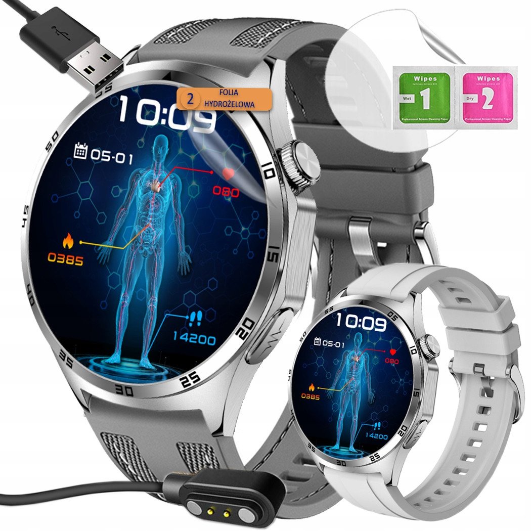 Smartwatch Rubicon AMOLED Glukoza EKG Rozmowy PL - Zestaw Premium ...