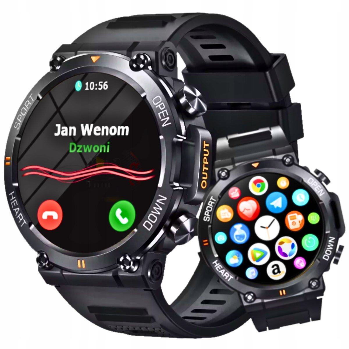 Smartwatch Wenom K56 PRO czarny Wodoodporny ciśnienie Sport Język ...