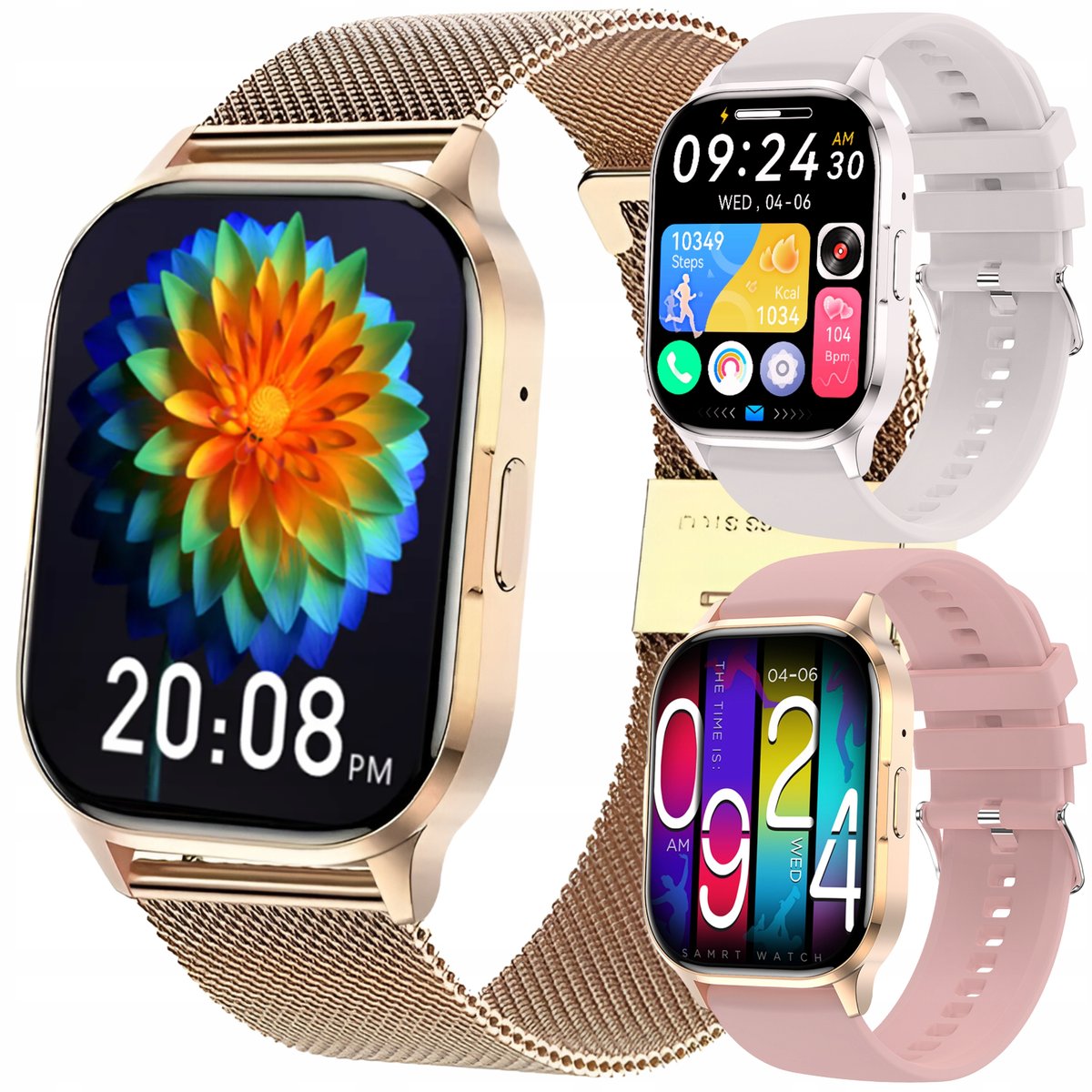 SMARTWATCH ZEGAREK DAMSKI LUXURY ROZMOWY CIŚNIENIE PULS KROKI MENU ...