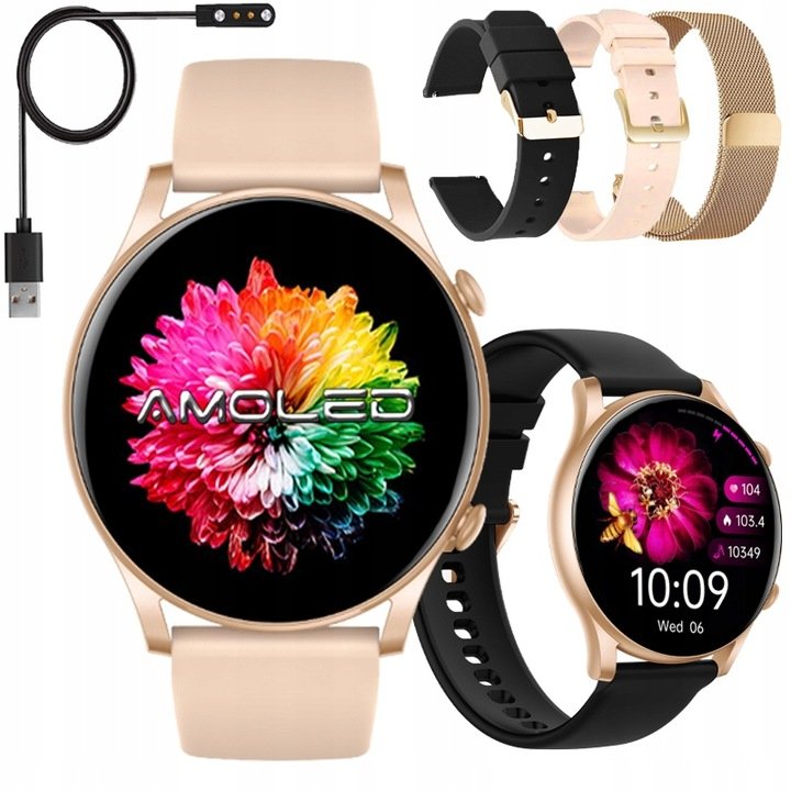 SMARTWATCH ZEGAREK DAMSKI POLSKIE MENU ROZMOWY SPORT SMART WATCH 4 PASKI - WonderWatch | Sklep ...