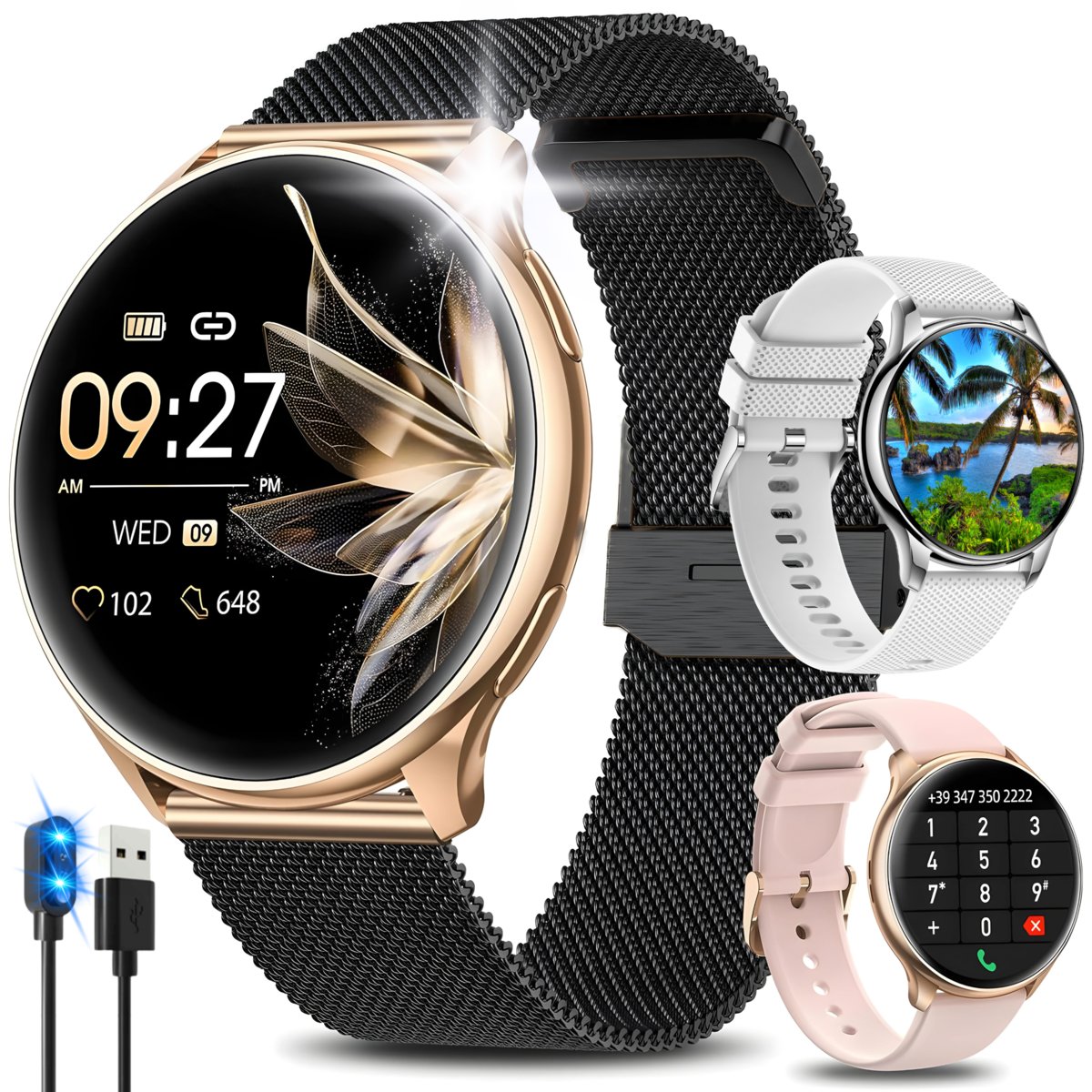 SMARTWATCH ZEGAREK DAMSKI Z FUNKCJĄ ROZMOWY KROKI CIŚNIENIE TĘTNO MENU PL - Angelo Watches ...