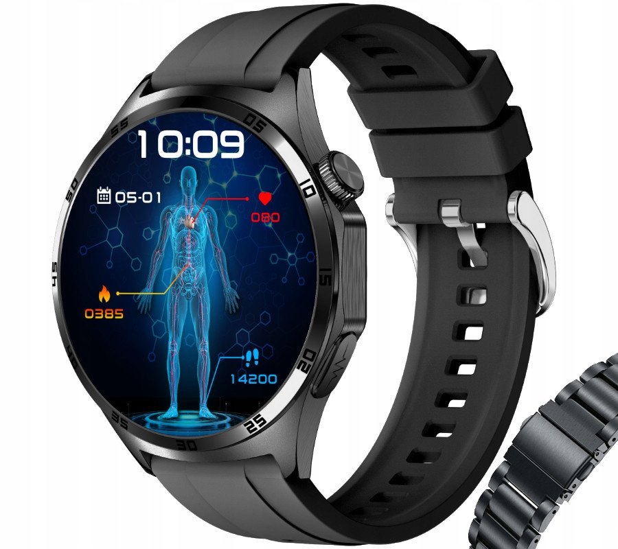 Smartwatch Zegarek Ekg Glukoza Glikemia Hrv Rozmowy Menu Pl+temperatura ...