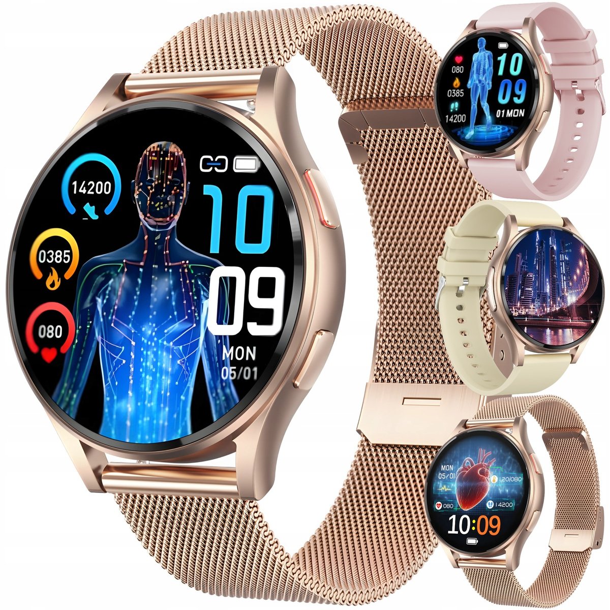 SMARTWATCH ZEGAREK KARDIOWATCH DAMSKI POMIAR CUKRU EKG HRV ROZMOWY MENU PL - Angelo Watches ...