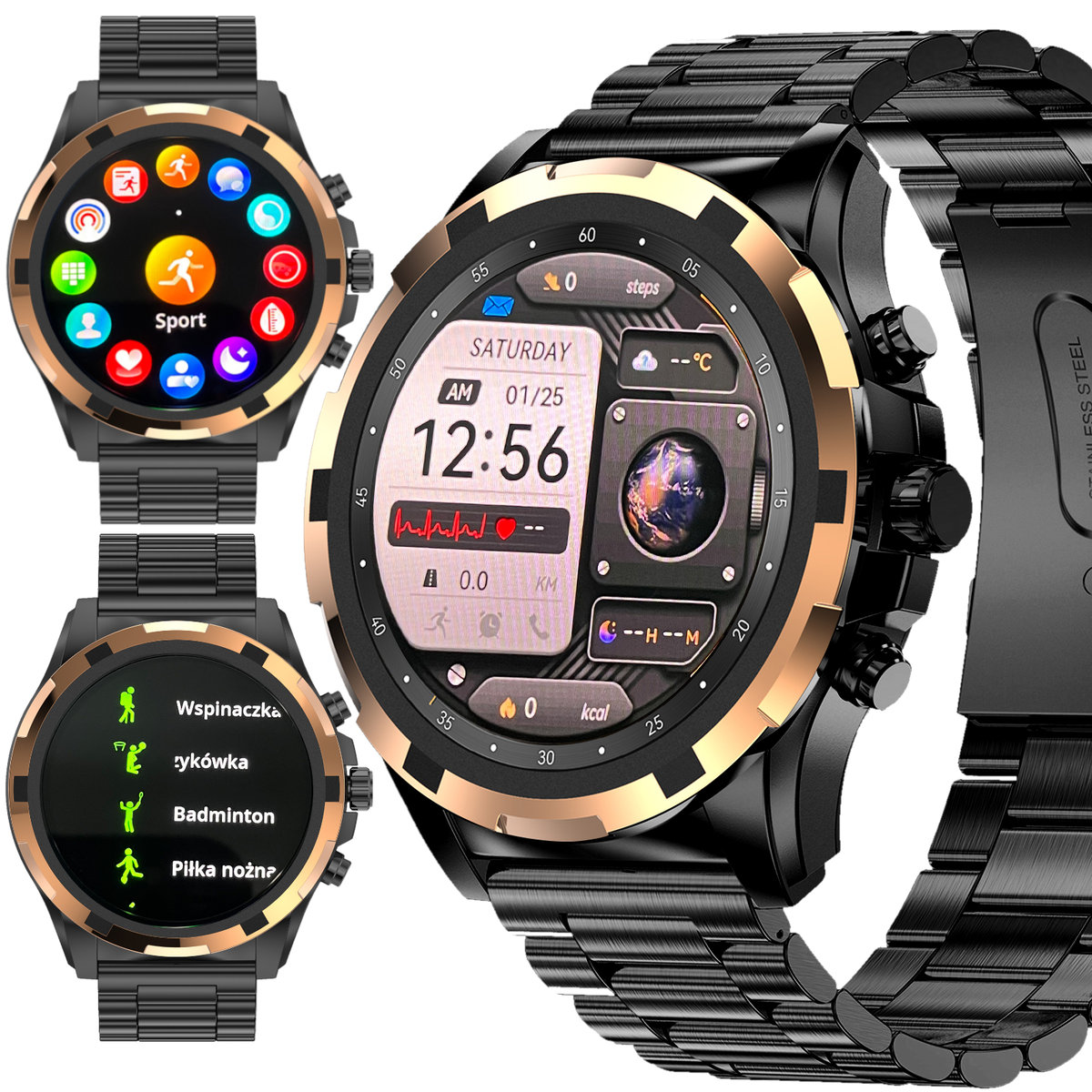 Smartwatch Zegarek Menu Polski Rozmowy Sport Amoled Smart Watch Ciśnienie - WENOM | Sklep EMPIK.COM