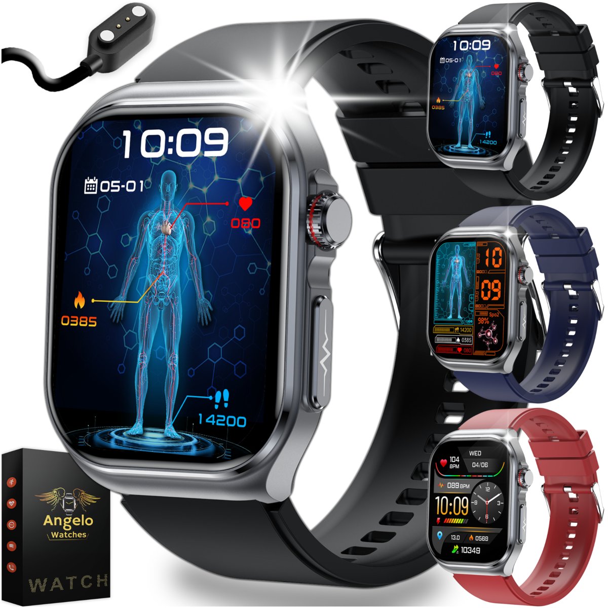 SMARTWATCH ZEGAREK MĘSKI POMIAR CUKRU GLUKOZA EKG CIŚNIENIOMIERZ AMOLED PL - Angelo Watches ...