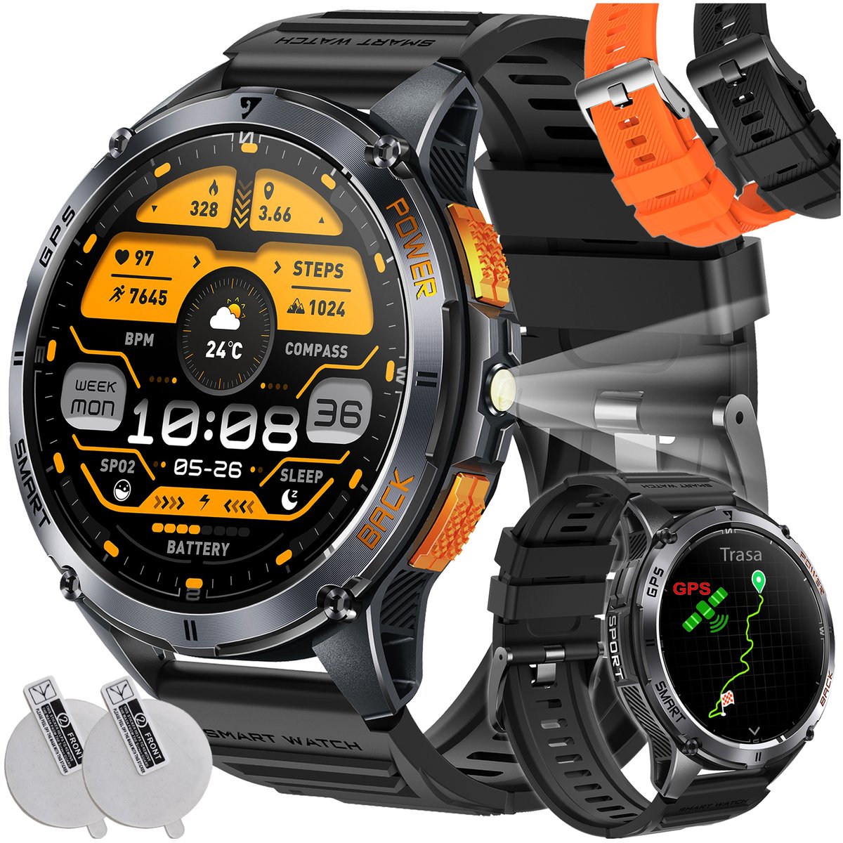 Smartwatch Zegarek Męski Rozmowy Funkcje GPS Wodoodporny 3ATM Watch ...