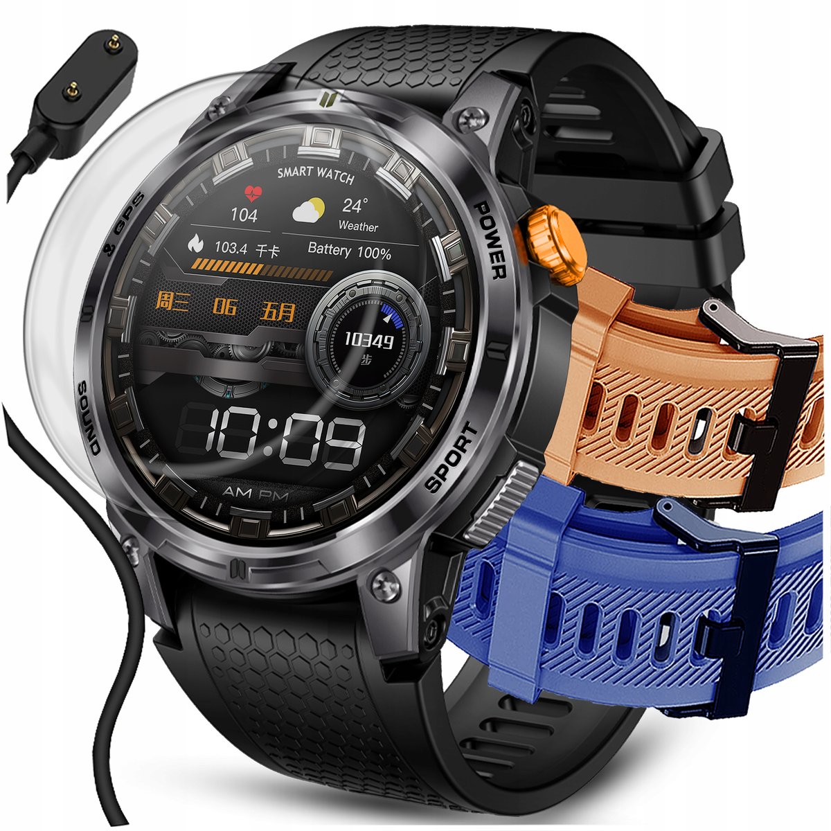 SMARTWATCH ZEGAREK MĘSKI SPORTOWY GPS WODOSZCZELNY ROZMOWY SPORT ...
