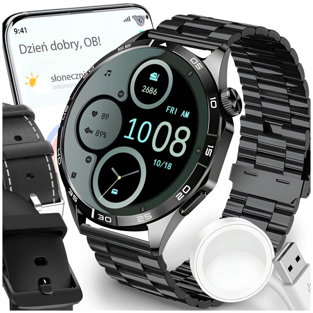 SMARTWATCH ZEGAREK OLED WATCH MĘSKI MENU POLSKIE ROZMOWY SMART CZARNY SPORT - SMARTWATCH | Sklep ...