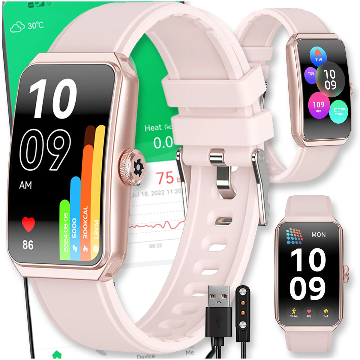 SMARTWATCH ZEGAREK WATCH AMOLED BLUETOOTH SMARTBAND SPORTOWY MENU PL DAMSKI R11 - Active Band ...