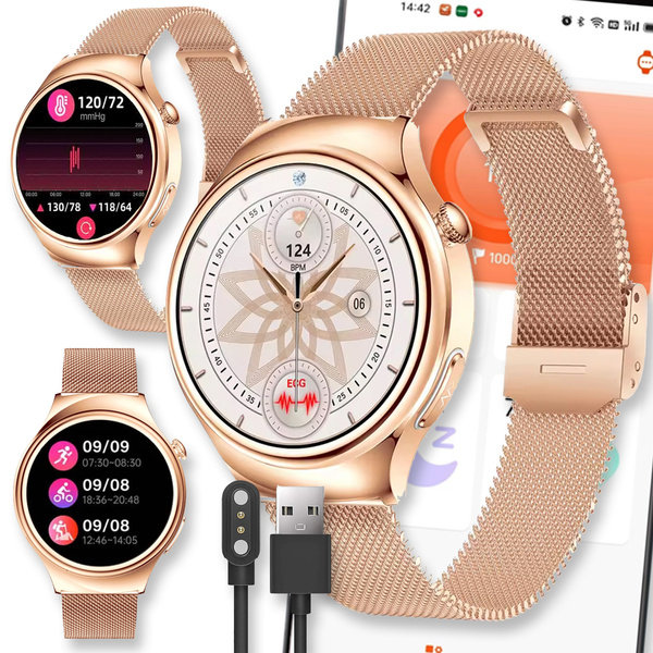 SMARTWATCH ZEGAREK WATCH DAMSKI MENU PL ROZMOWY AMOLED POWIADOMIENIA SPORT ET390 - Active Band ...