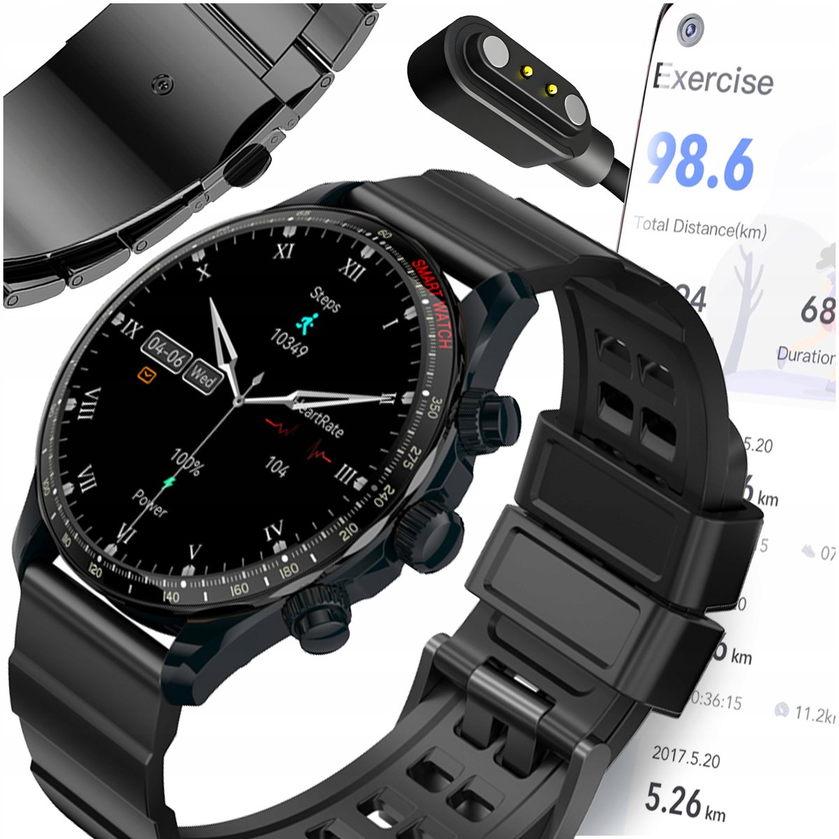 SMARTWATCH ZEGAREK WATCH MĘSKI MENU POLSKIE ROZMOWY SMART CZARNY SPORT ...