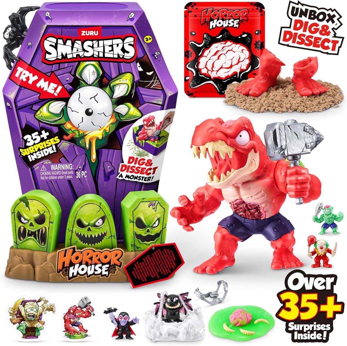 Smashers Mega Horror House Zombie Rex Czerwony Dinozaur Niespodzianki ZURU - ZURU | Sklep EMPIK.COM