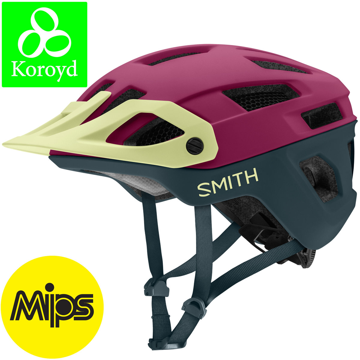 SMITH ENGAGE 2 MIPS Kask Rowerowy z daszkiem MTB Fioletowo-Zielony (matte huckleberry lichen ...