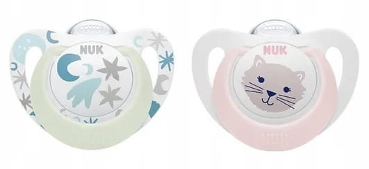 Smoczek Uspokajający Silikonowy Star Day & Night 0-6 M 2 Szt. Gwiazdki Kotek Nuk - Nuk | Sklep ...