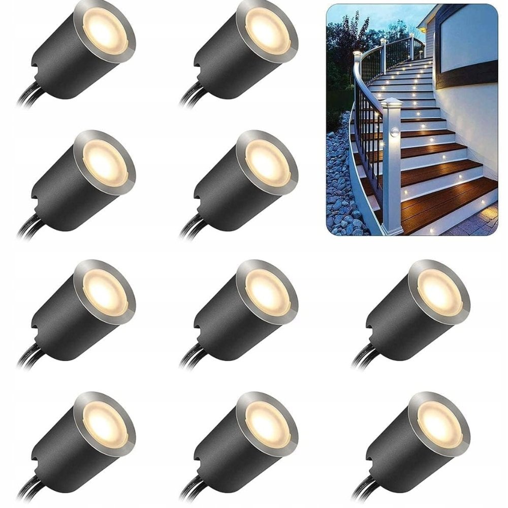 SMY Lighting Zestaw 10 Lampek LED Tarasowych Ø32 mm Ciepłe Białe IP67 ...