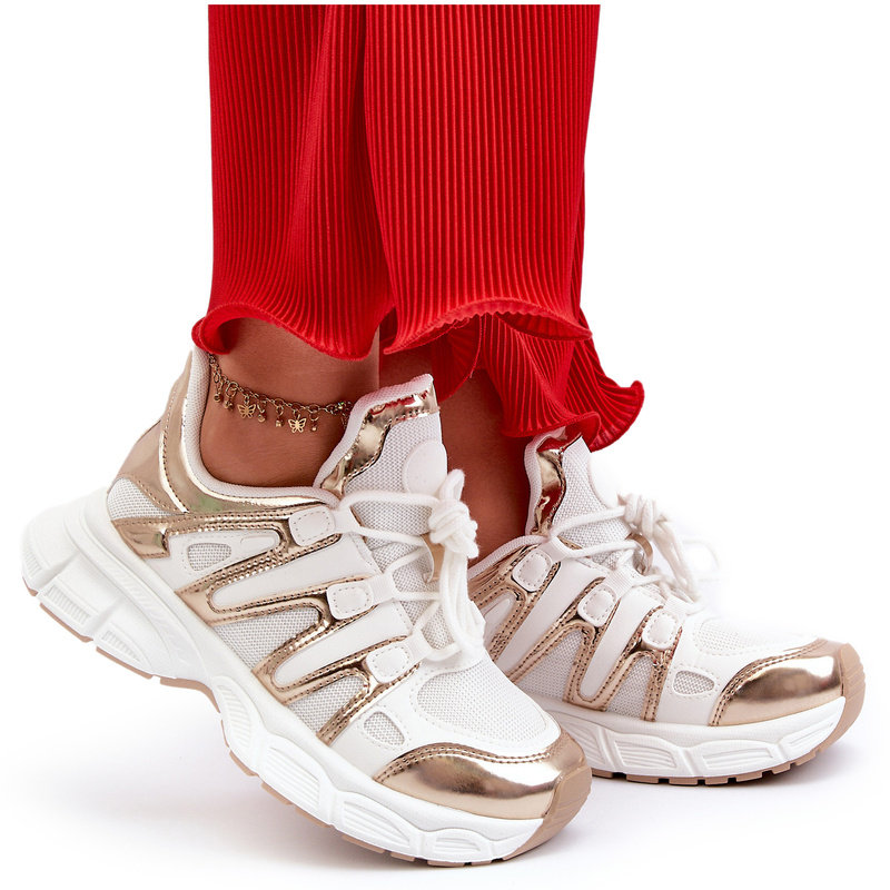 Sneakersy Damskie Biało-Złote Ahmani-41 - Butosklep | Sport Sklep EMPIK.COM