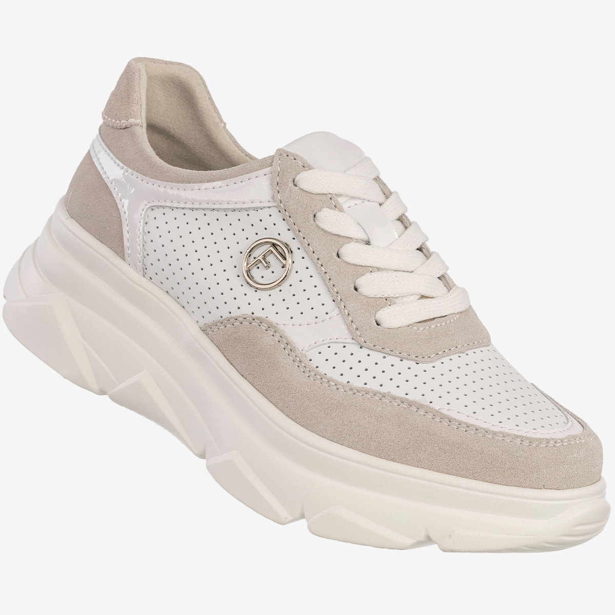 Sneakersy Damskie Skórzane Buty Na Platformie Sportowe Półbuty Białe ...
