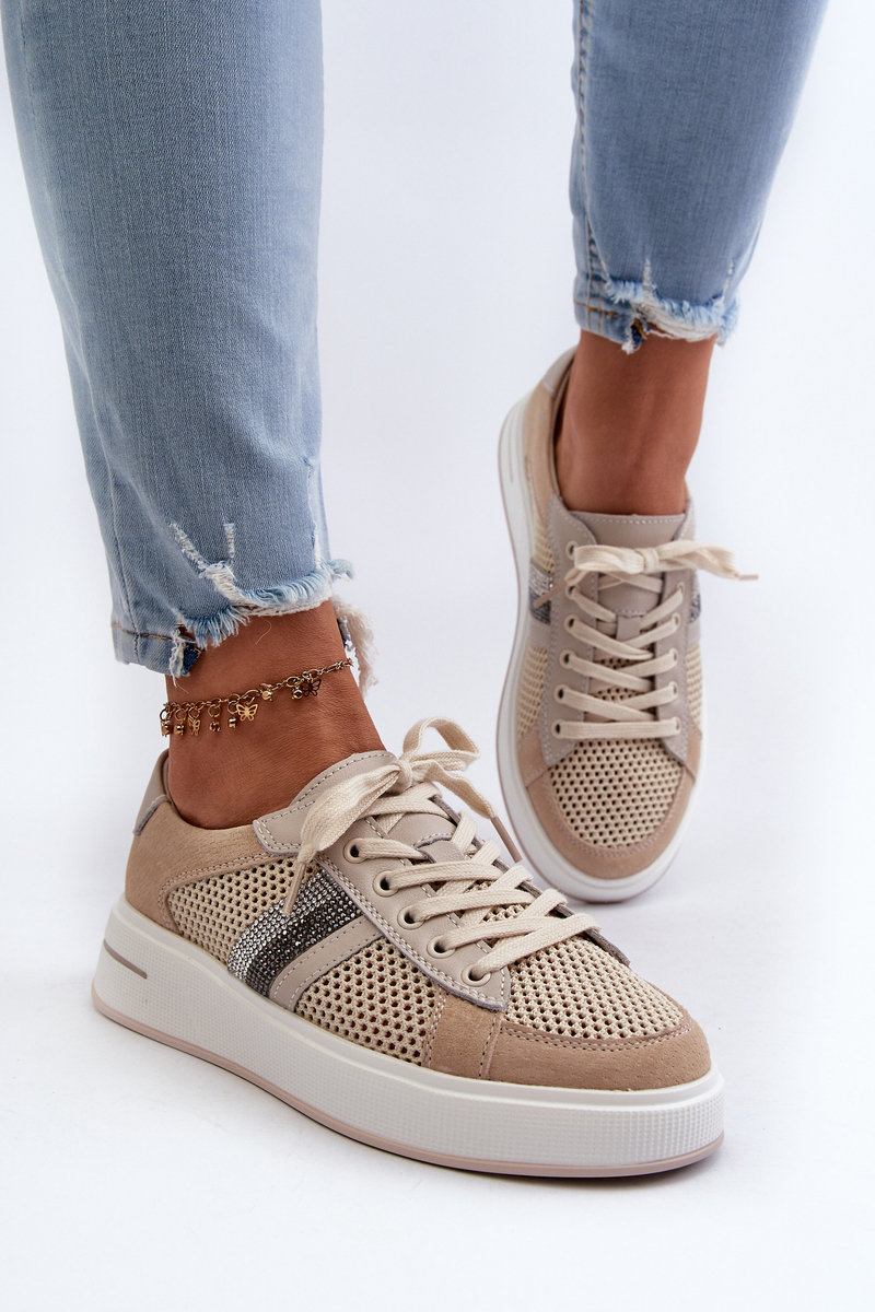 Sneakersy Skórzane Damskie D&A LR110 Beżowe-36 - S.Barski | Sport Sklep ...