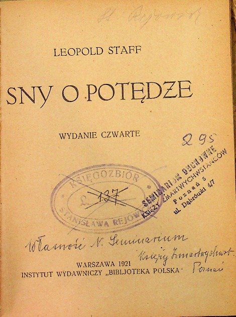 Sny o potędze 1921 r. - Staff Leopold | Książka w Empik