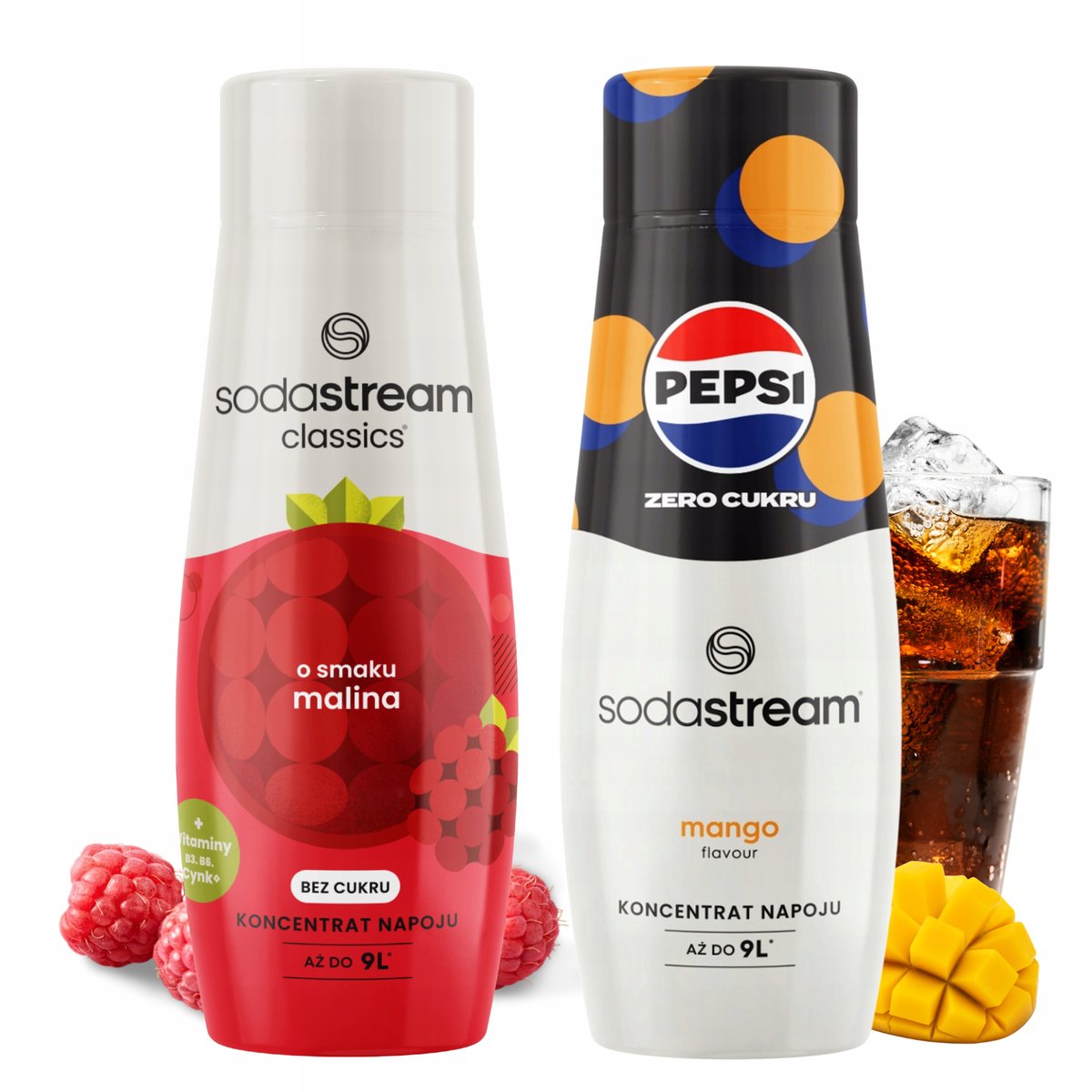 SodaStream Syrop do Saturatora Malina Zero + Pepsi Max Mango Bez Cukru ...