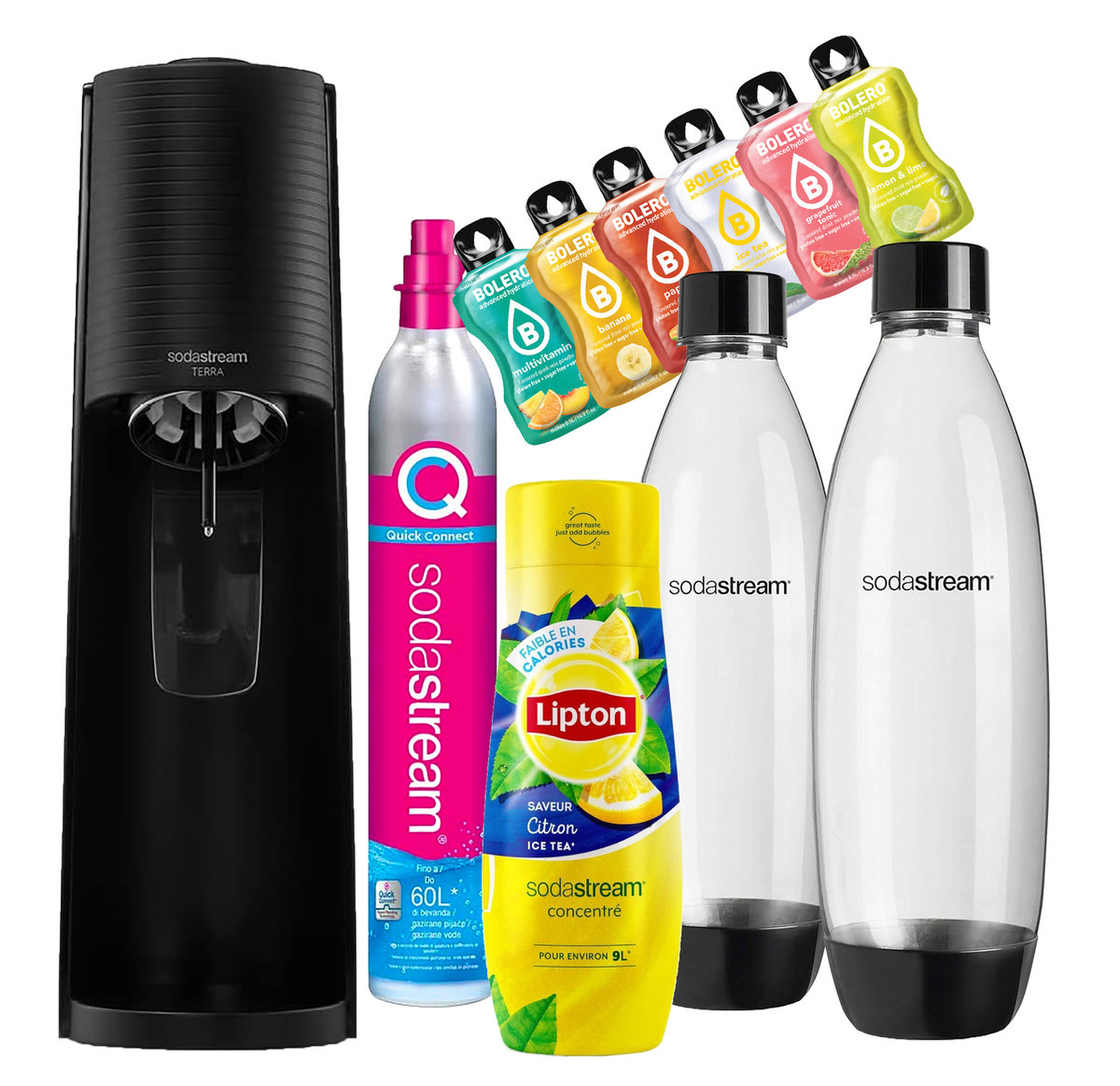 SODASTREAM TERRA SATURATOR BUTELKI FUSE SYROP lipton i saszetki BOLERO ...