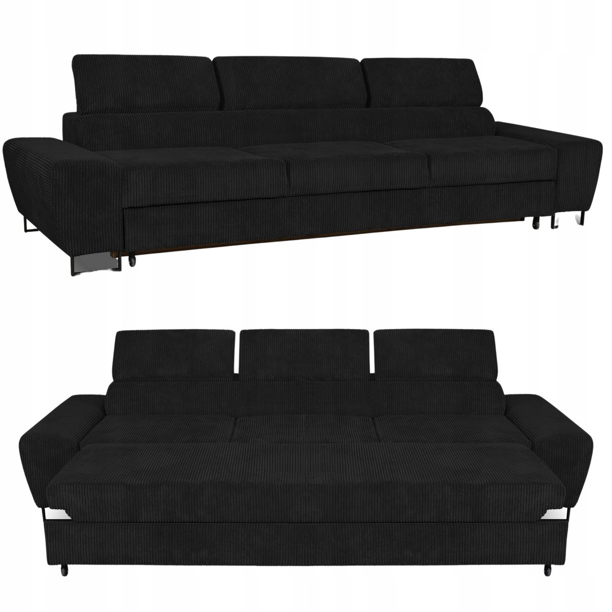 Sofa Kanapa 3 Os Rozkładana Z F. Spania Savio Family Meble Czarny Sztruks - Family meble | Sklep ...