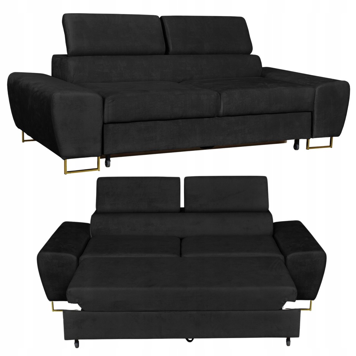 Sofa Kanapa Bosso Salon Family Meble Czarna Welur Reg Zagłówek - Family meble | Sklep EMPIK.COM
